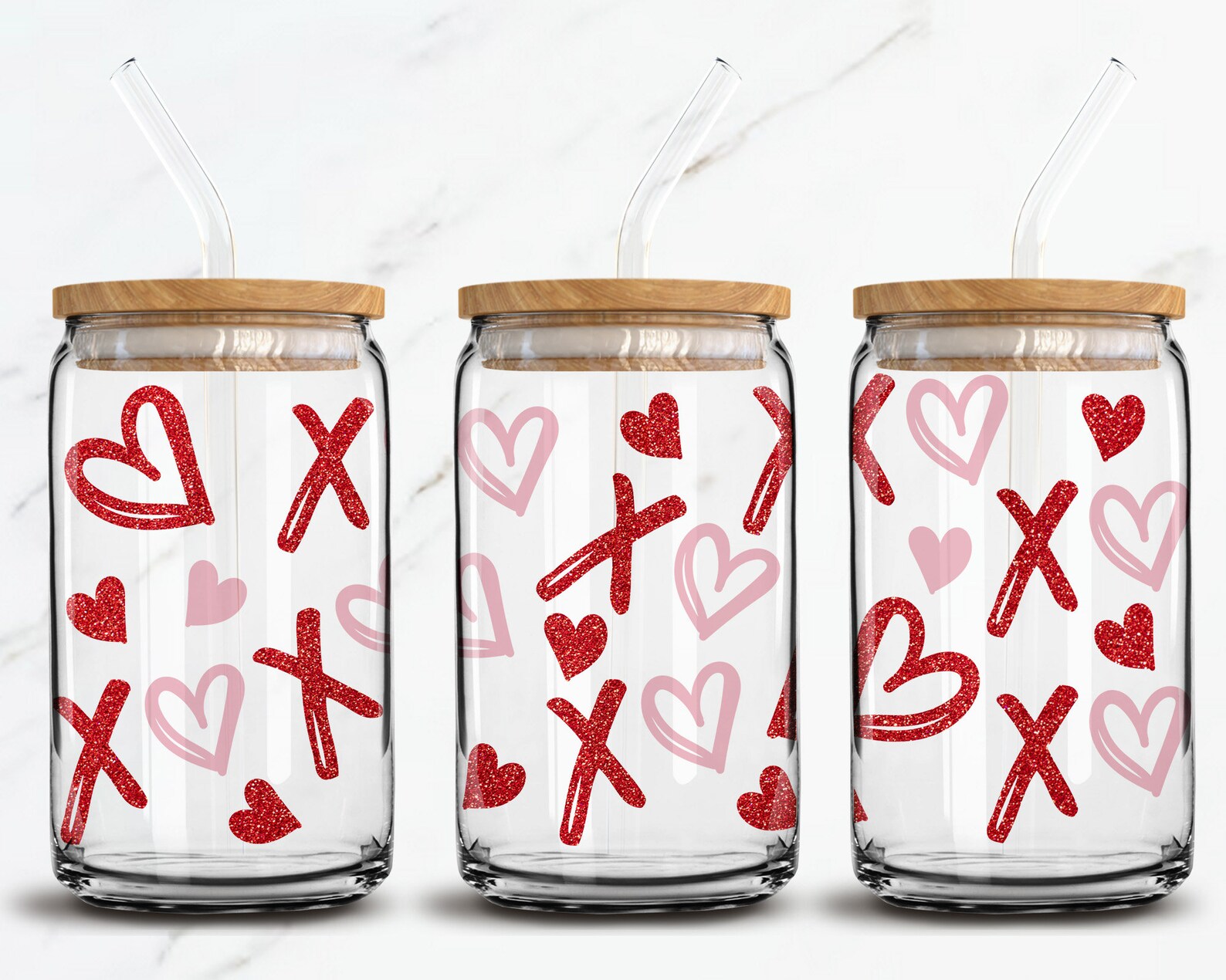 Libbey Glass 16oz/20oz Xoxo Valentines Day Glass Can Svg Png, Glass Can ...