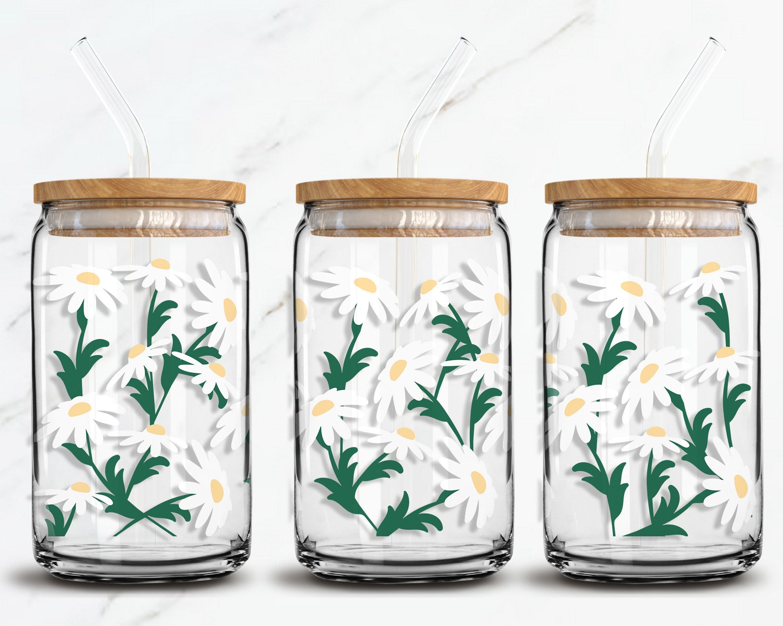 Libbey Glass Can 16oz/20oz Natural Daisy Svg Files for Cricut ...