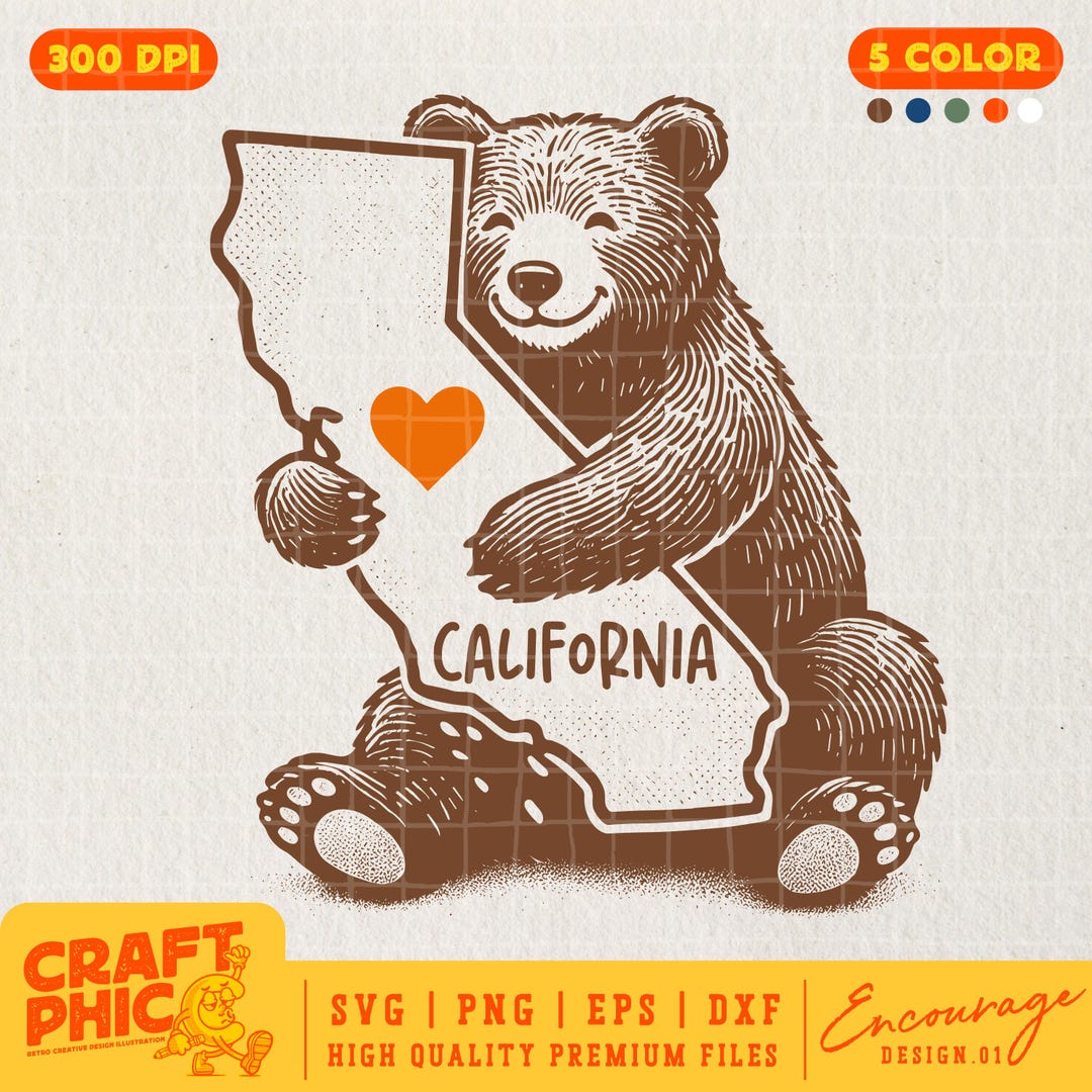 California Bear PNG SVG, I Love You California, California Strong, Bear ...