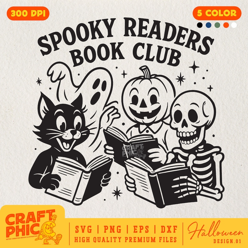 Spooky Readers Book Club Halloween SVG PNG Trendy Halloween Bookish ...