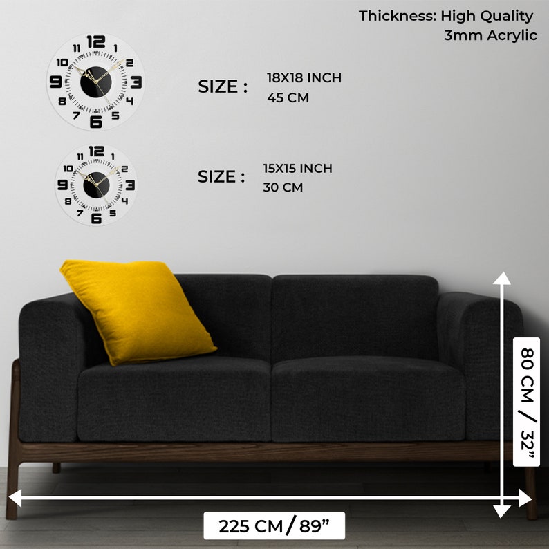 Wall Clock Round Unique Wall Clock With Numbers Living Room - Etsy