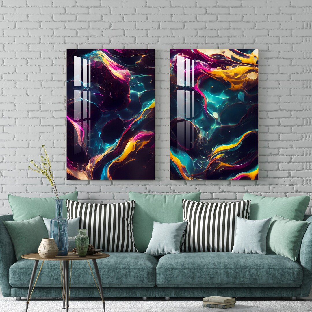 Tempered Glass Wall Art Wall Decor Acrylic Wall Art Set of 2 - Etsy