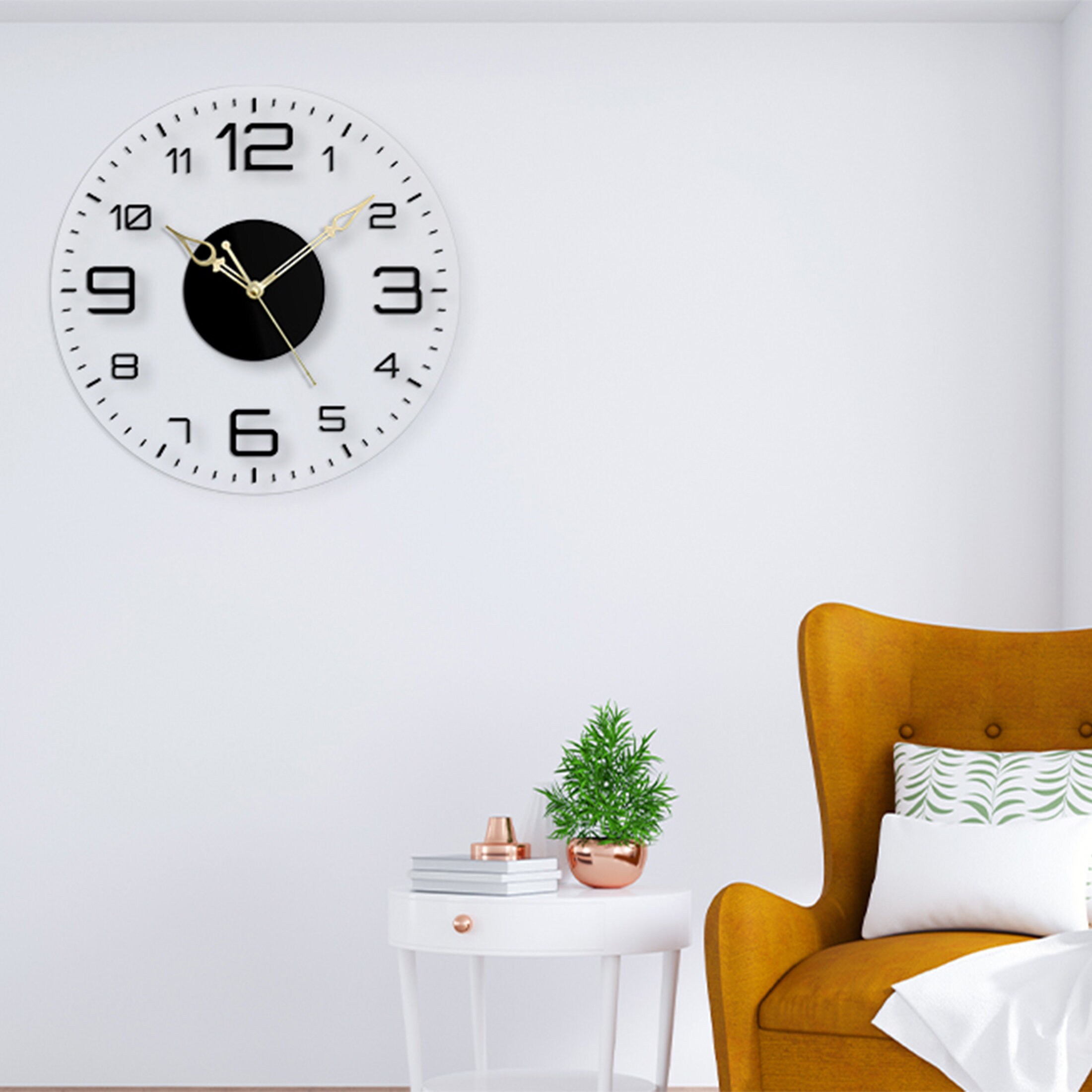 Large Wall Clock for Living Room, Round Unique Wall Watch With Numbers ...