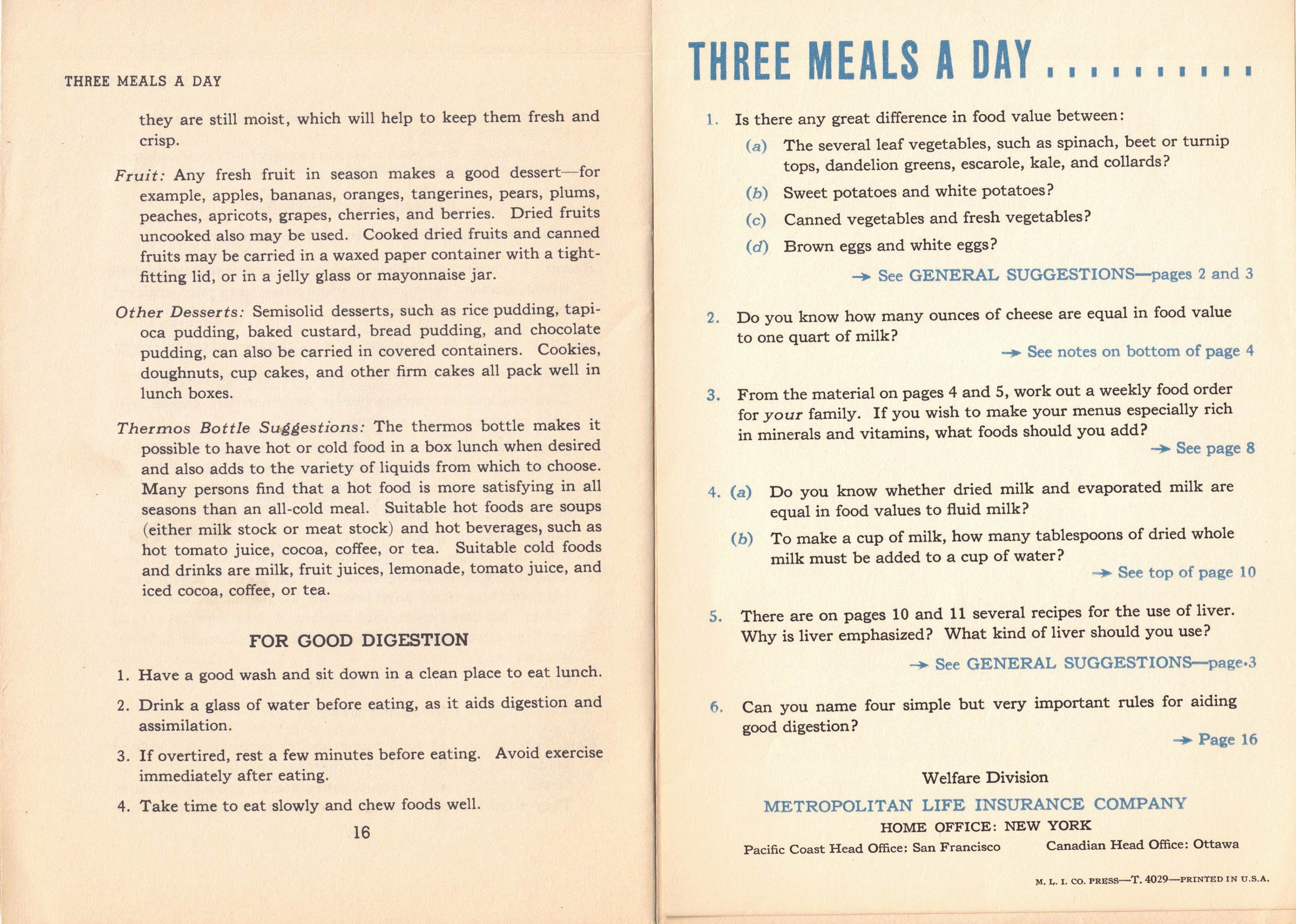 Three Meals a Day Cook Book - Printable Cookbook - Vintage Cookbook ...