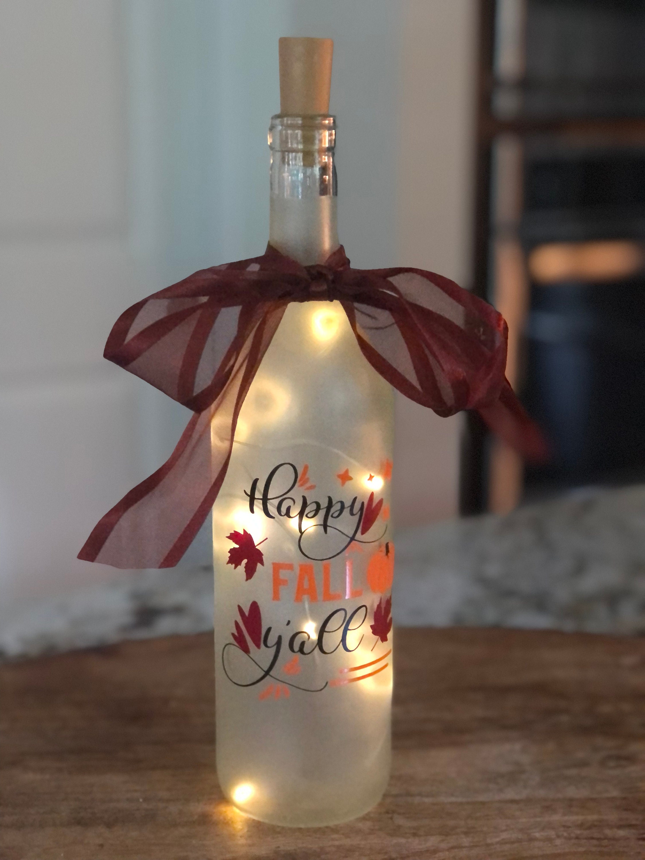 Lighted Decorated Wine Bottle Happy Fall Ya'll - Etsy