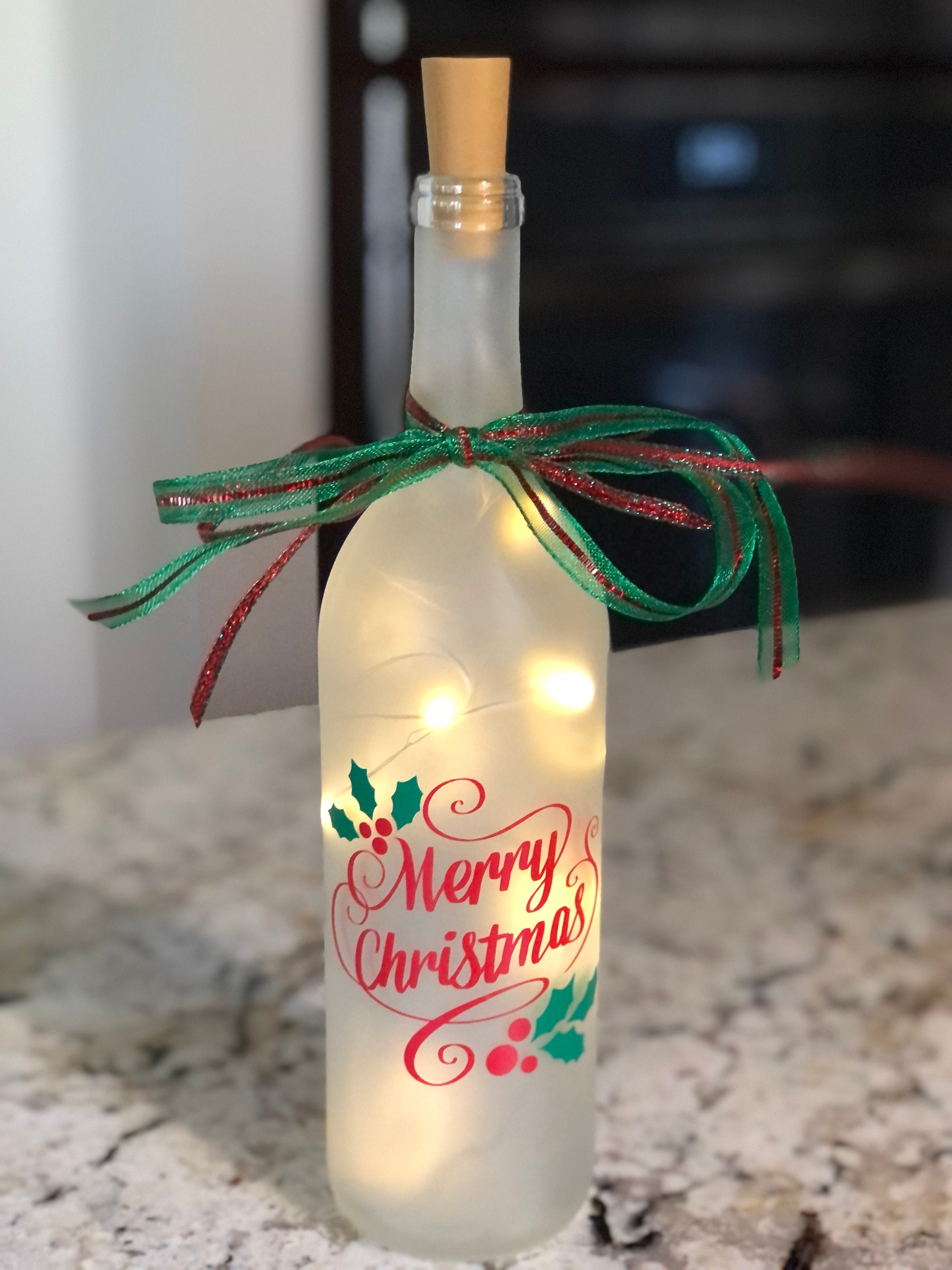 Lighted Decorated Wine Bottle Merry Christmas - Etsy