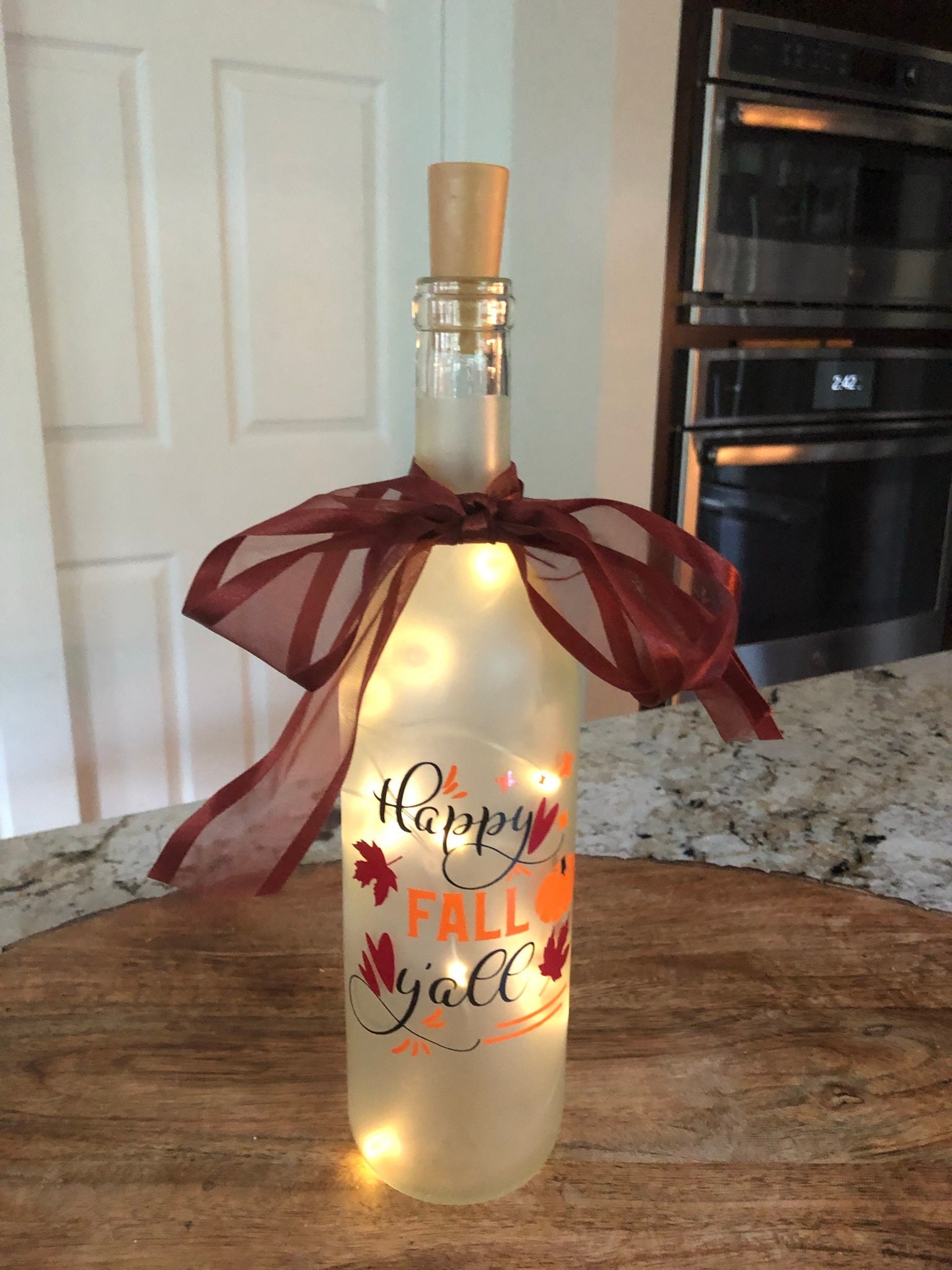 Lighted Decorated Wine Bottle Happy Fall Ya'll - Etsy