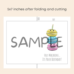 Holy Macarons Printable Birthday Card, Cute Funny Macaron 5x7 Inch ...