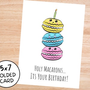 Holy Macarons Printable Birthday Card, Cute Funny Macaron 5x7 Inch ...