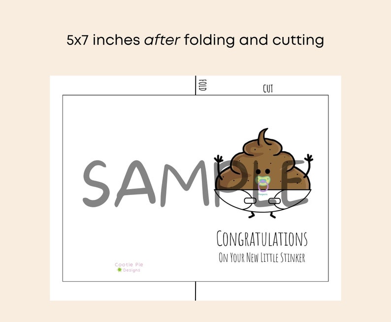 New Baby Congratulations Printable Card, Little Stinker Cute Funny Poop ...