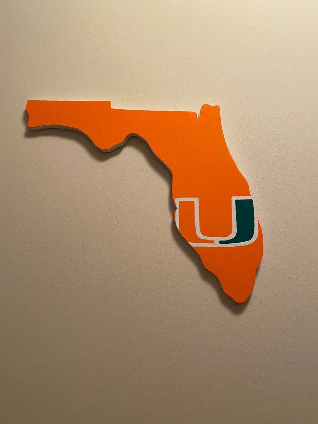 Miami U Hand Painted - Wooden Sign in the Shape of Florida Cut Out Wall ...
