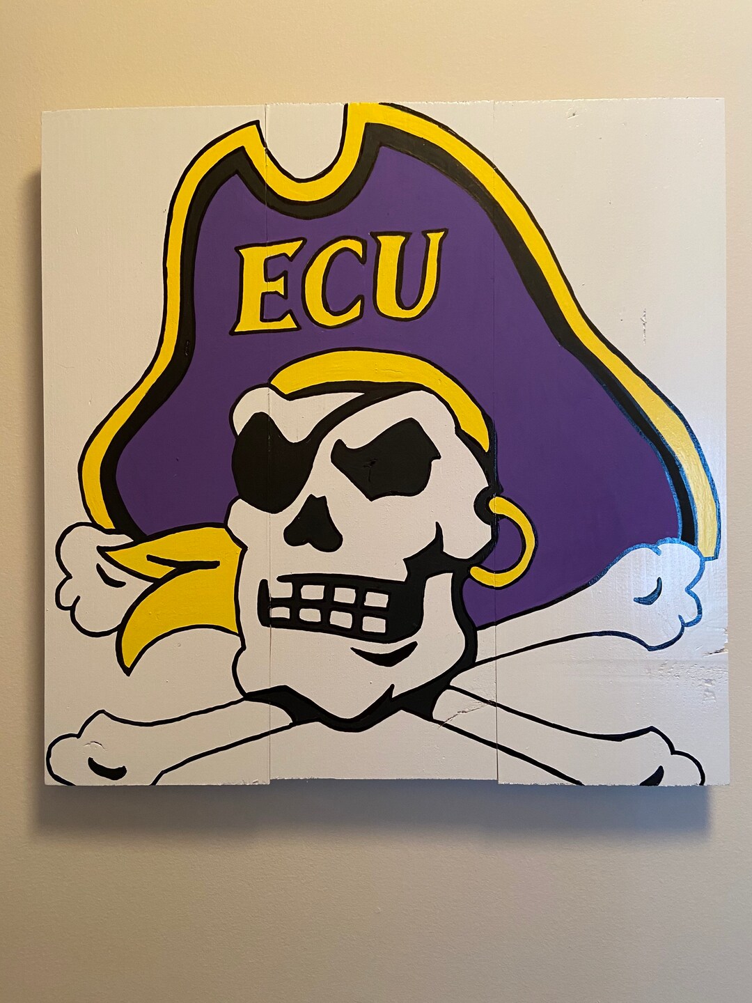 EAST CAROLINA UNIVERSITY Pirate 15x15 Wooden Handpainted Sign. Comes ...
