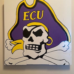 EAST CAROLINA UNIVERSITY Pirate 15x15 Wooden Handpainted Sign. Comes ...