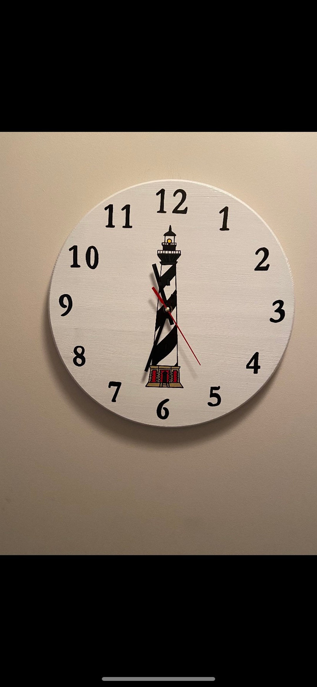 15 in Wooden Hand Painted Lighthouse Clock - Etsy