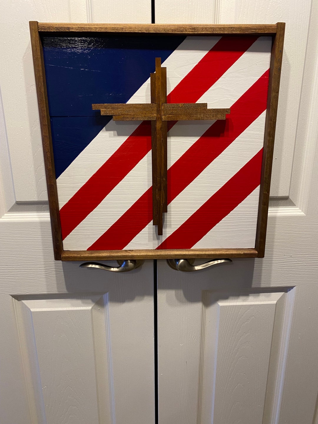 17x17 Handpainted “ God Bless the USA” Wall 3D Sign. Wooden and Framed ...