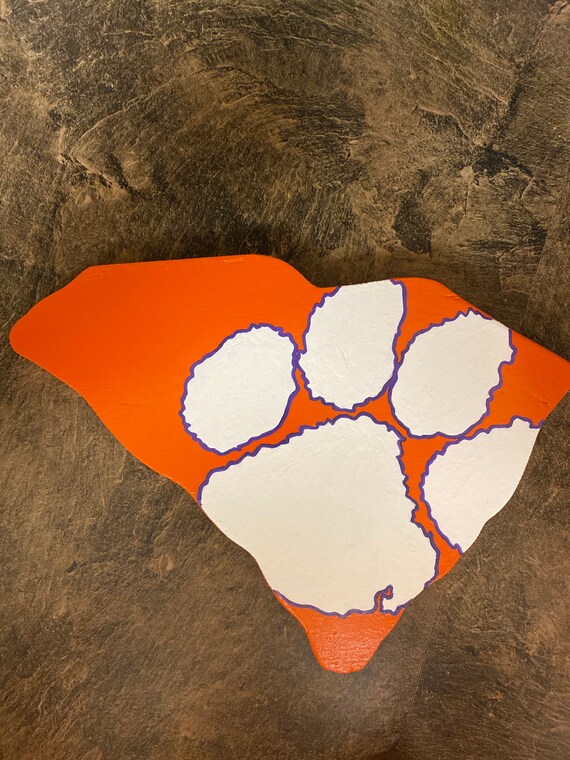 Clemson University Wooden Sign Shape of South Carolina | Etsy
