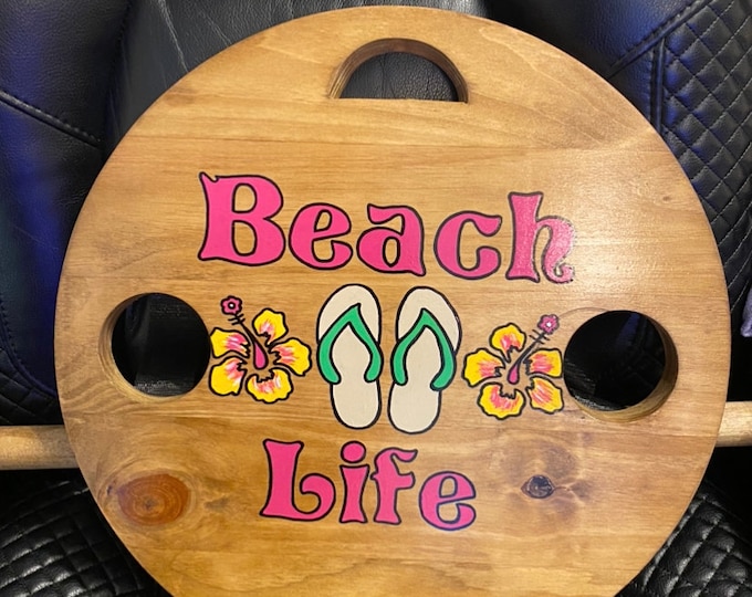 Handmade Beach Table, Personalized Gift, Unique Gift, Beach Gift, Drink ...