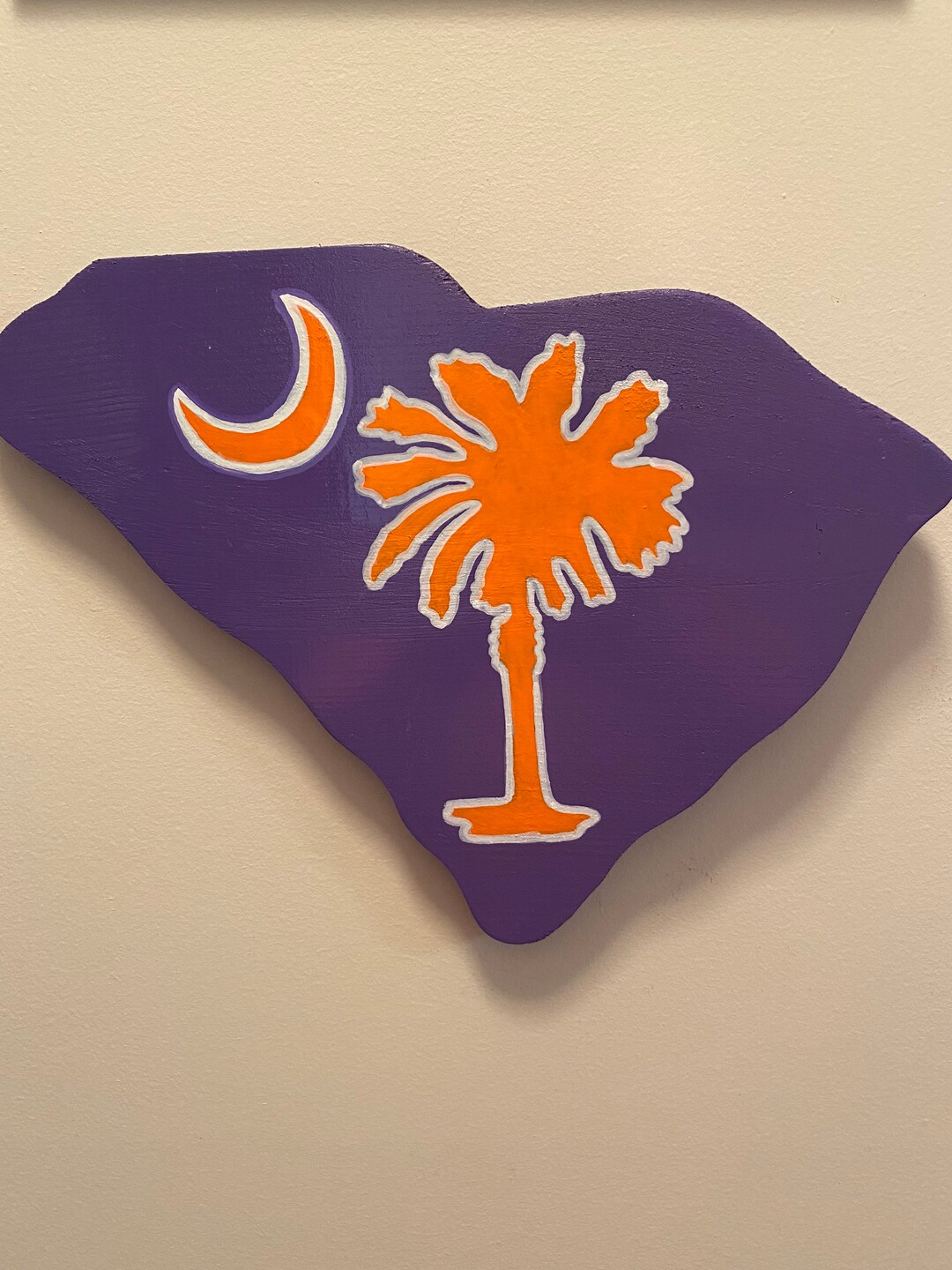 Hand Painted Clemson Wooden Sign - Shape of South Carolina , - Etsy