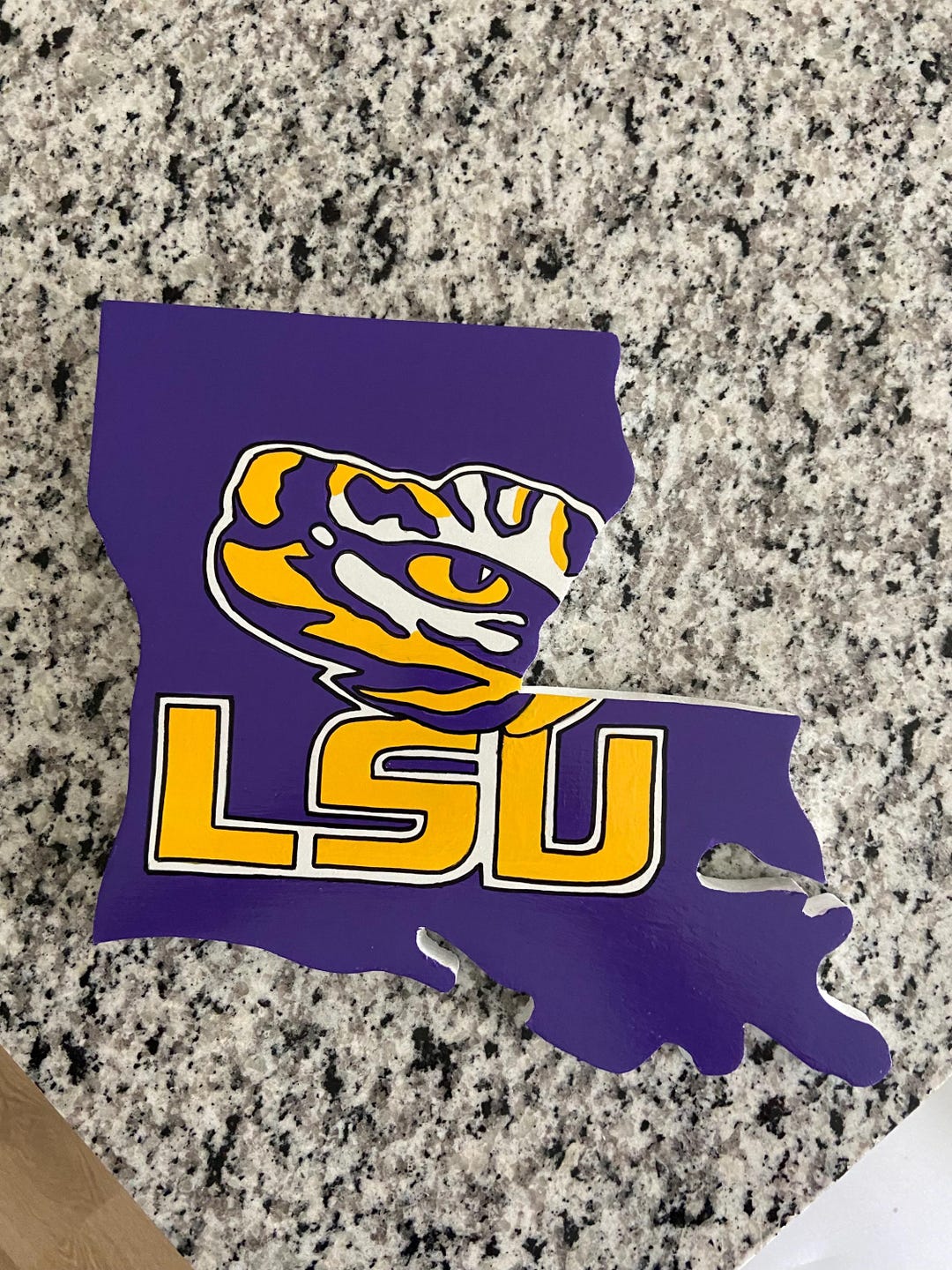 LSU Hand Painted Wooden Sign, Cut Into the Shape of Louisiana. - Etsy