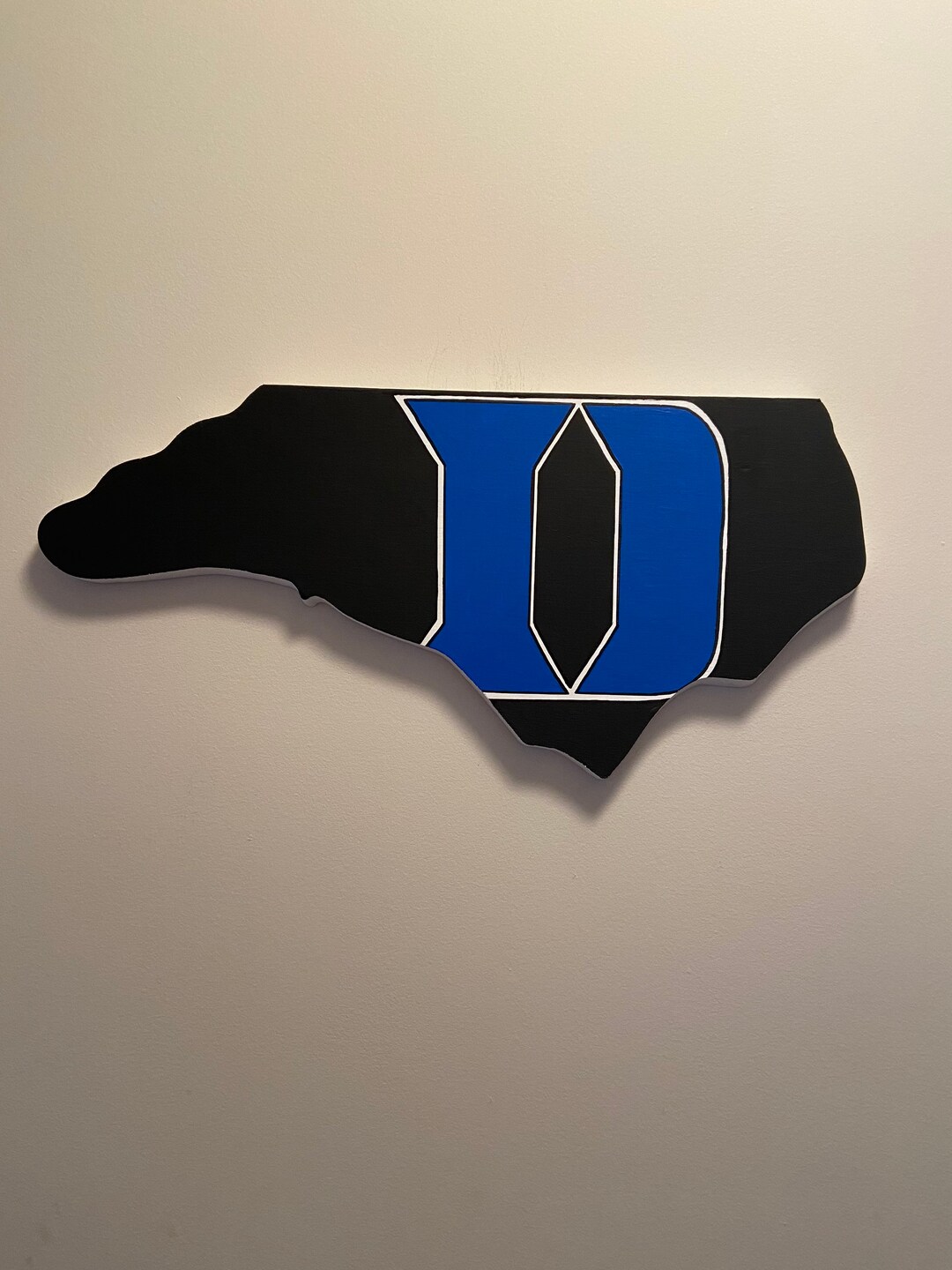 Handpainted Duke Sign Wooden Sign in the Shape of North Carolina Cut ...