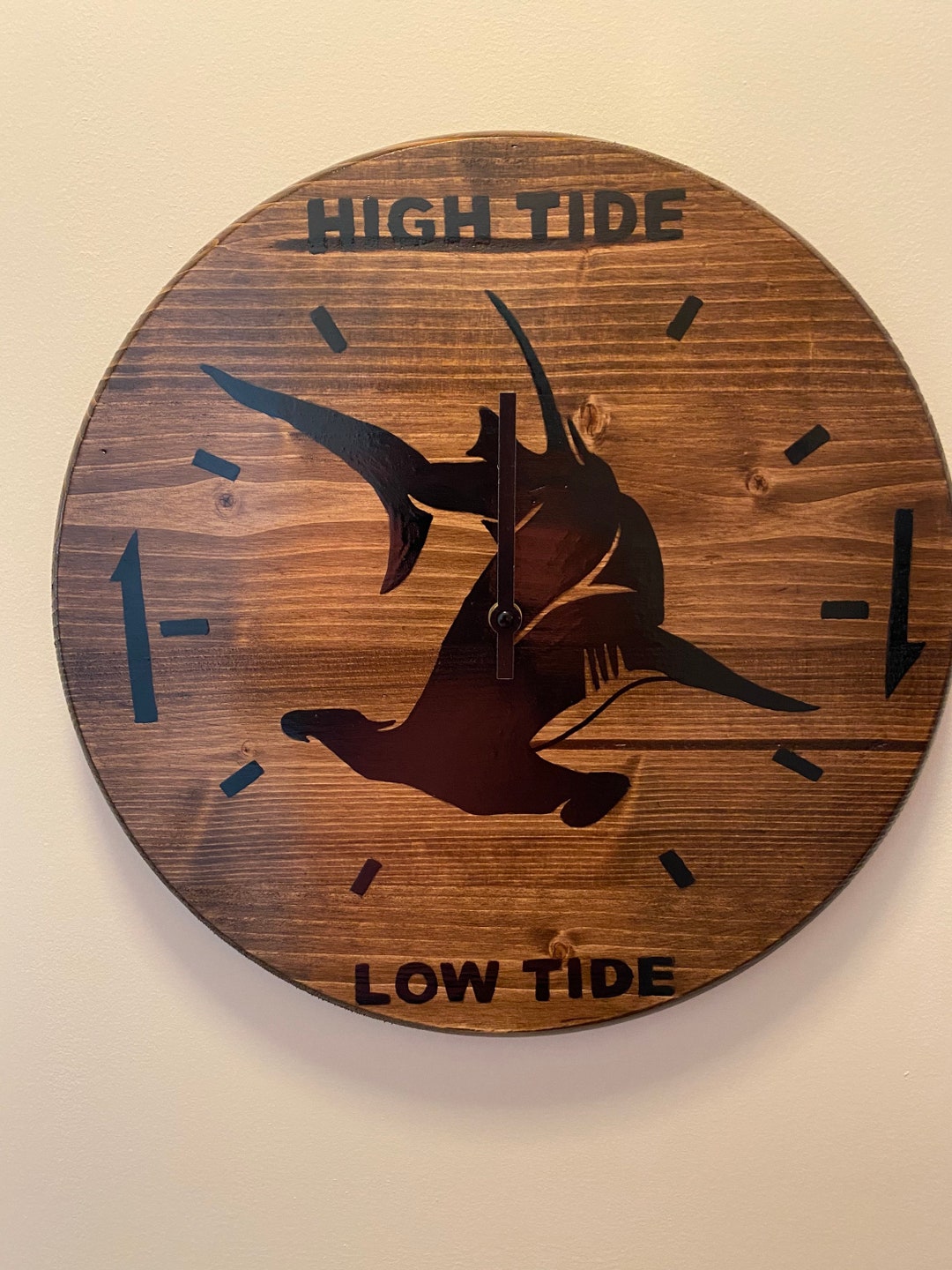 Shark Tide Clock- 15 Inches , Handpainted - Etsy