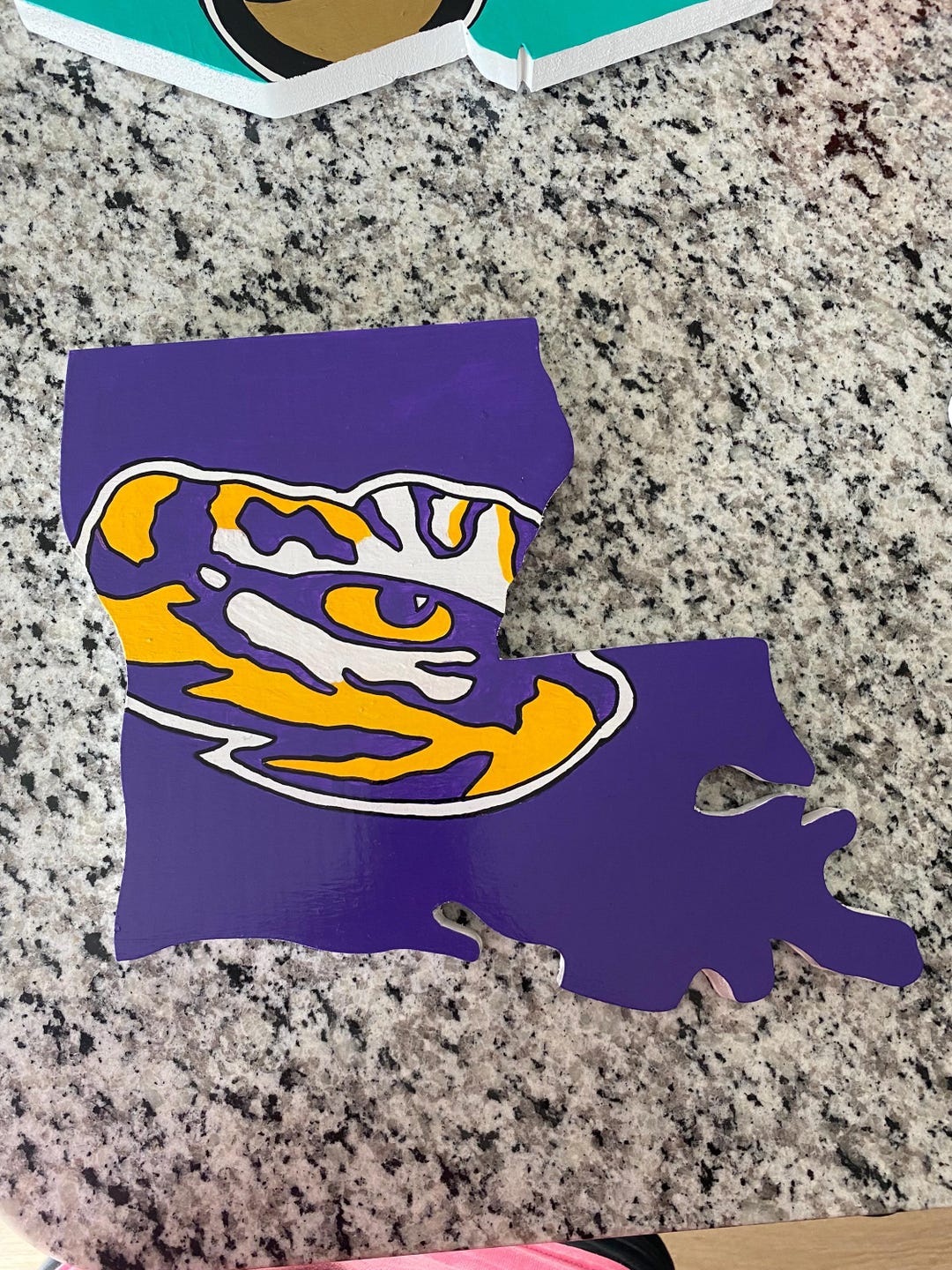 LSU Hand Painted Wooden Sign, Cut Into the Shape of Louisiana. No ...