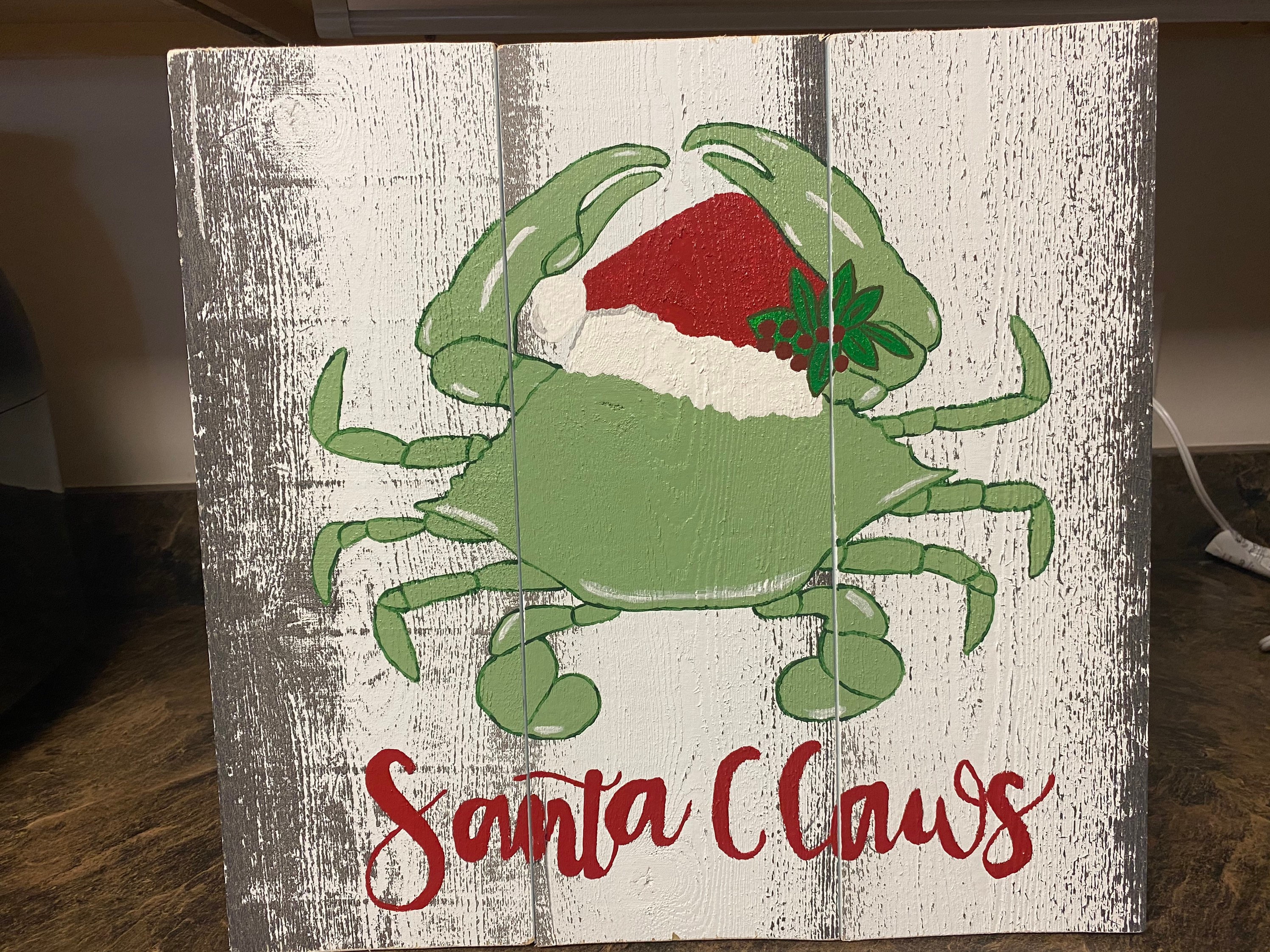 Christmas Crab- Santa Claws Wooden Handpainted Sign - Etsy