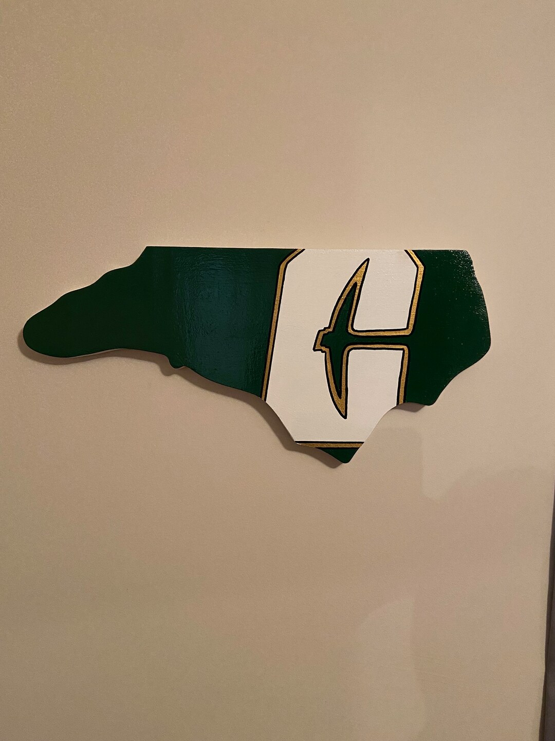 UNC-C Cut Out Wall Sign- North Carolina Shape Handpainted , Comes With ...