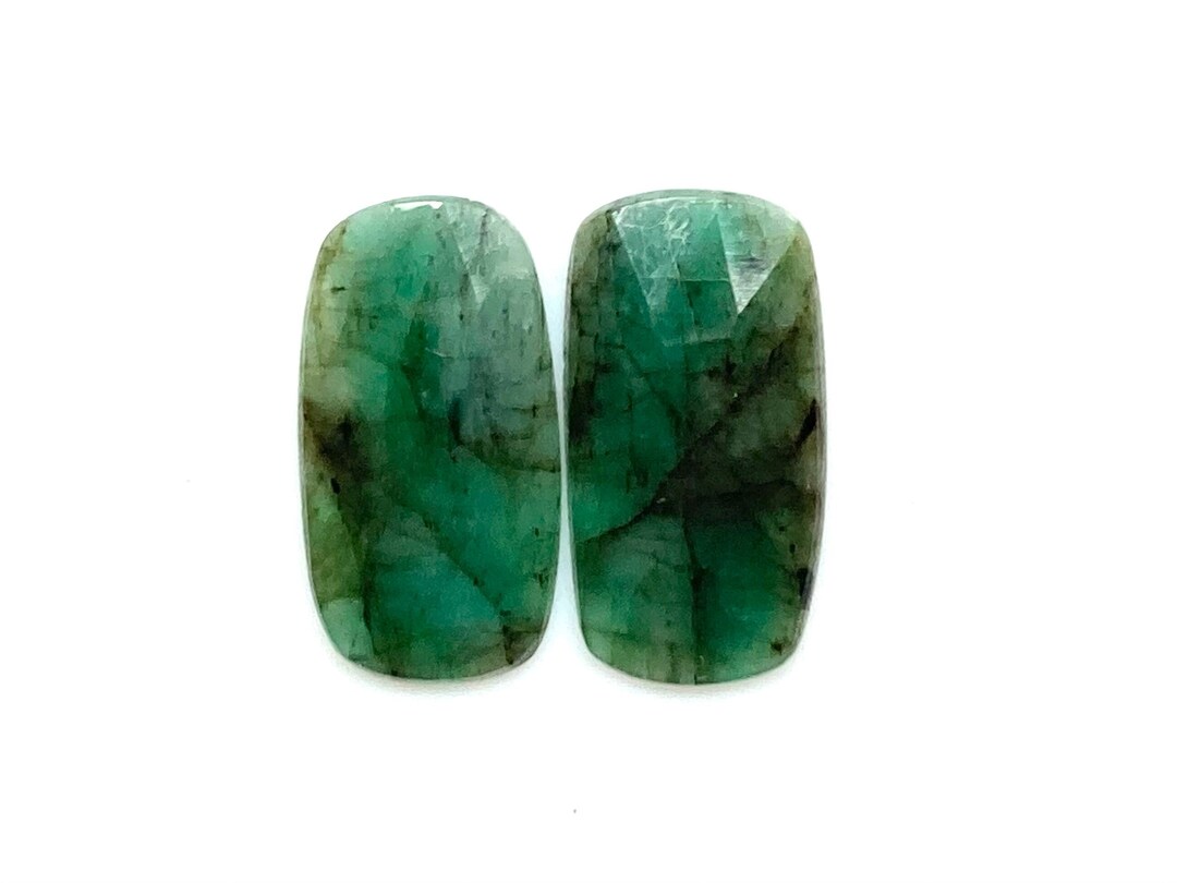 Emerald Pair,emerald Rose Cut,emerald Faceted,natural Emerald,natural ...