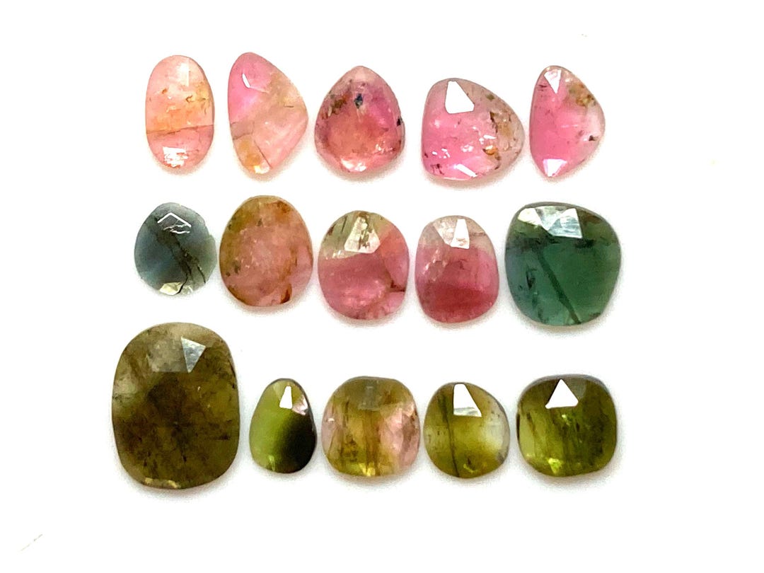 Tourmaline Slice,tourmaline Rose Cut,bi Tourmaline,multi Tourmaline ...