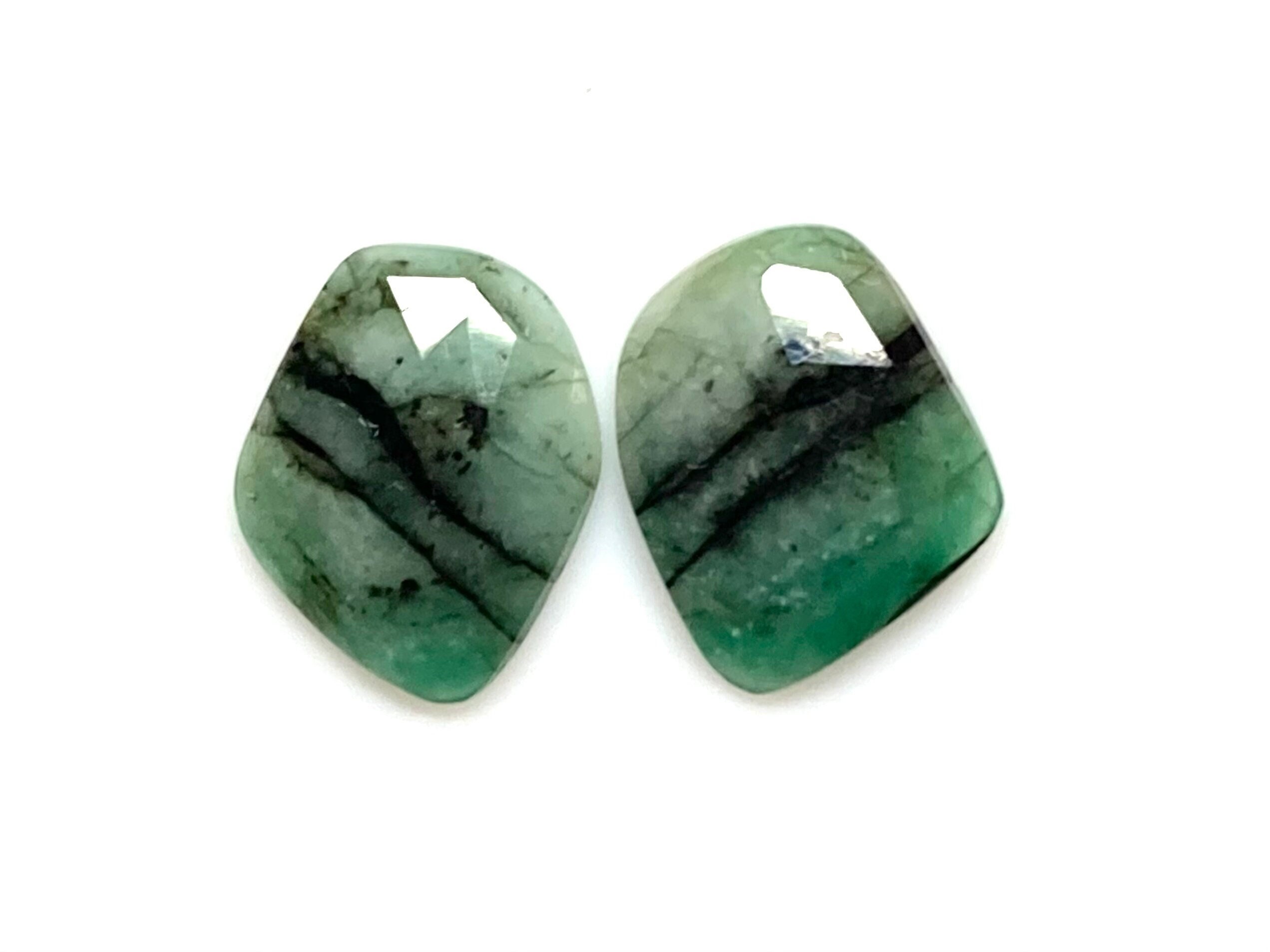 Emerald Pair,emerald Rose Cut,emerald Faceted,natural Emerald,natural ...