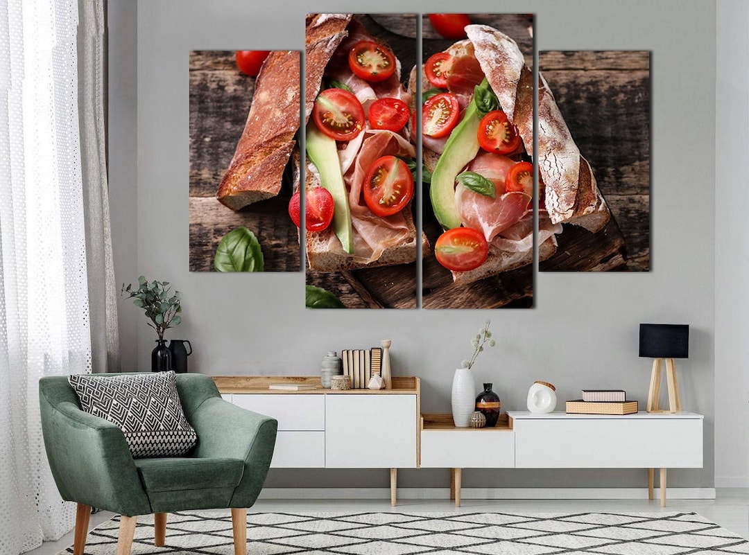 Tasty Food Canvas Art Tomato Sandwich Modern Kitchen Wall - Etsy