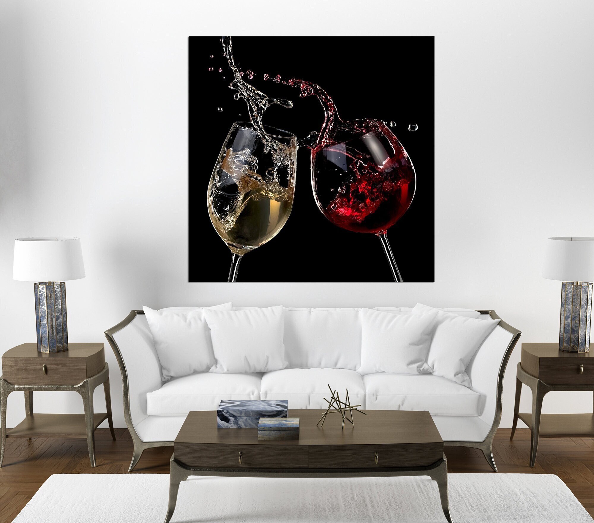 Wine Glasses Canvas Wall Art Kitchen Decor Alcohol Drink Print Wine ...