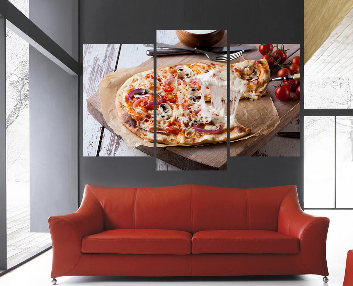 Italian Pizza Modern Kitchen Wall Decor Tasty Pizza Canvas Art - Etsy