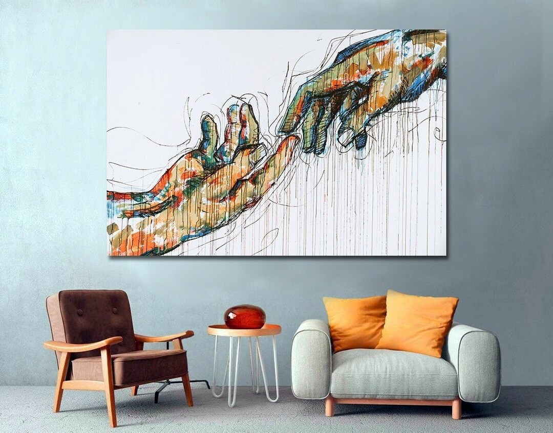 Creation of Adam Graffiti Art Canvas Print Colorful Weird Wall - Etsy