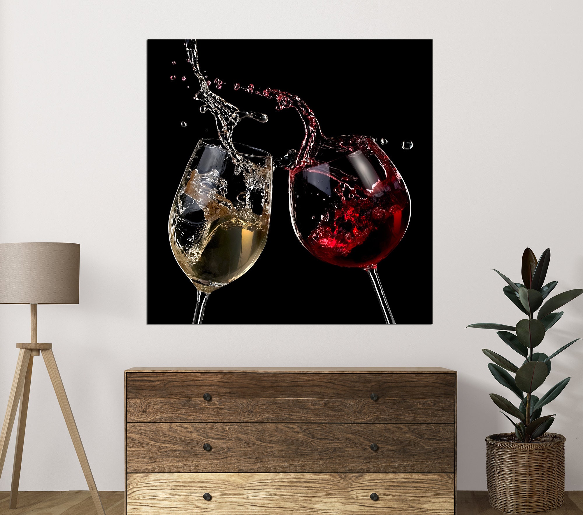 Wine Glasses Canvas Wall Art Kitchen Decor Wine Glass Print Alcohol ...