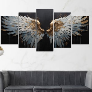 White Angel Wings Canvas Wall Art Gothic Decor Modern Christian Art ...