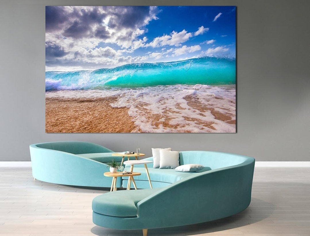 Turquoise Ocean Wall Art Sea Wave Wall Art Surf Art Tropical Beach Wall ...