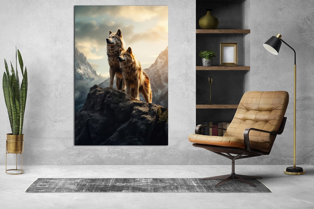 Wolves Couples Canvas Wall Art Above Bed Decor Wolf Gift for Husband ...
