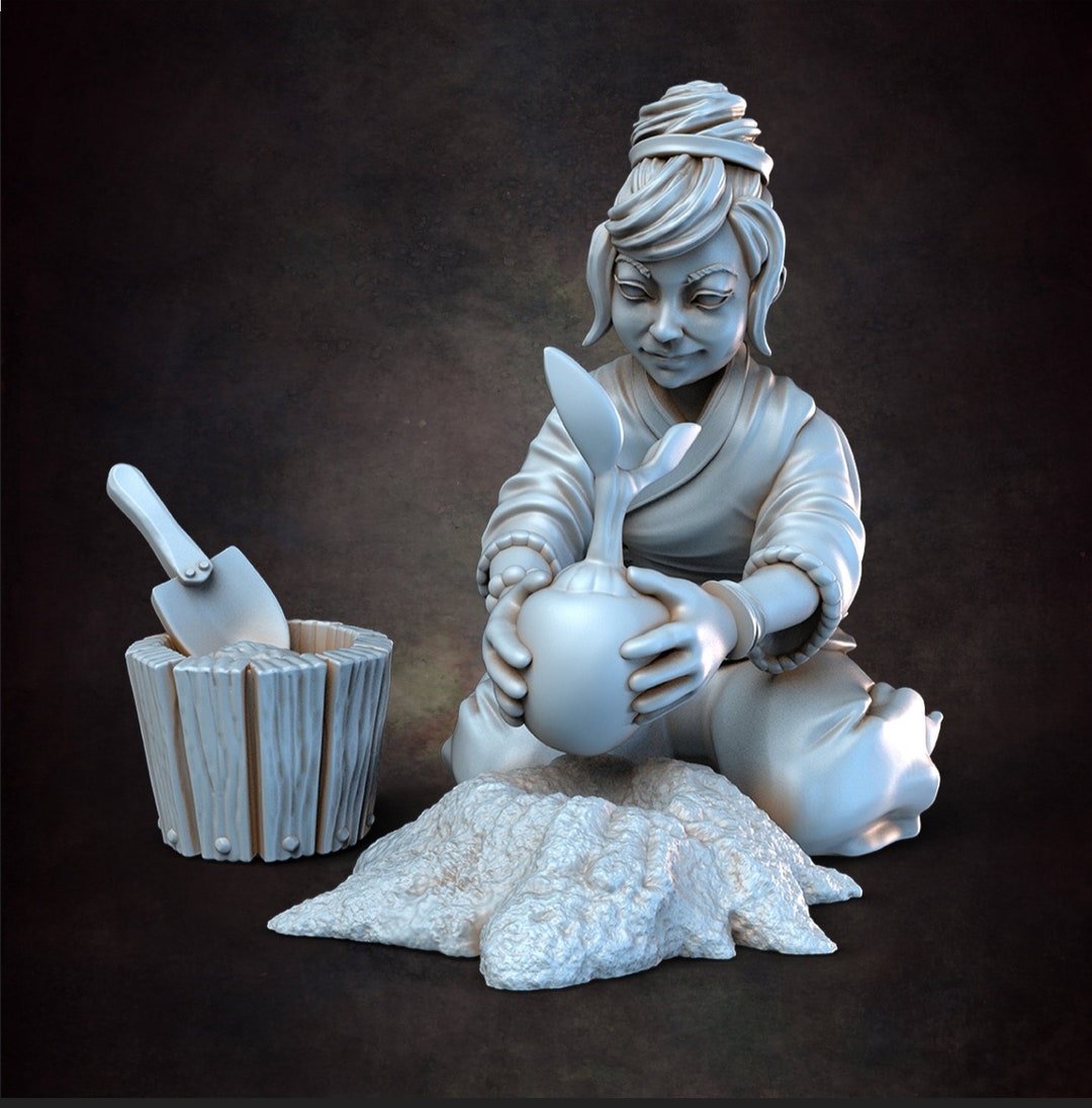 Halfling Farm Girl 2 Red Clay 32mm Scale Dnd Miniature Dungeons and ...