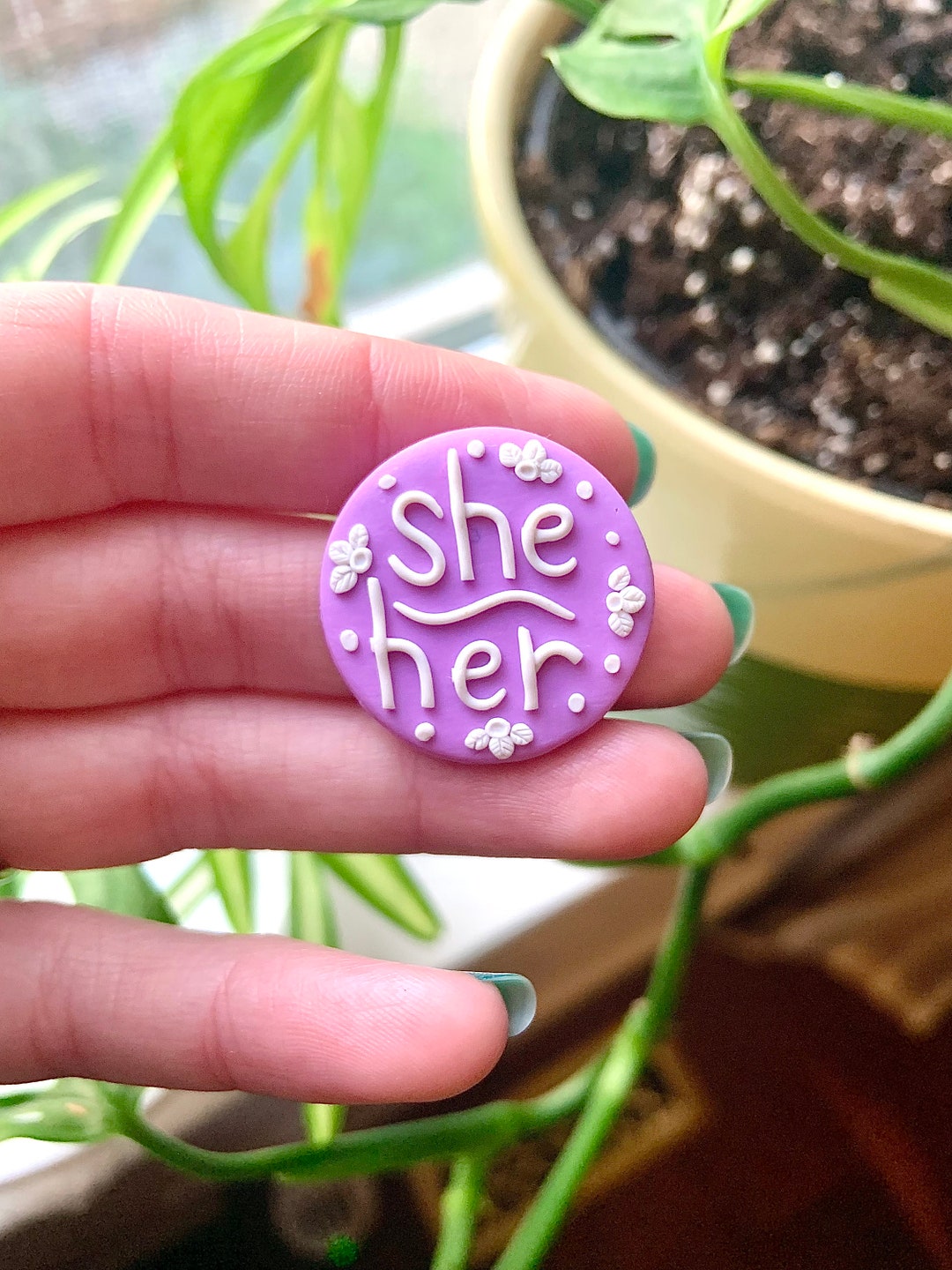 Pronoun Pins Pride Pins Custom Pronouns Floral Pin - Etsy