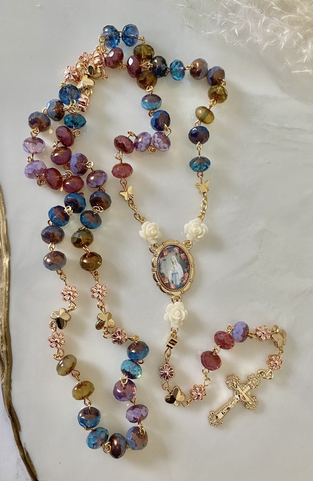 Catholic Rosary Multi-colour Beads Gold Plated Premium Quality - Etsy