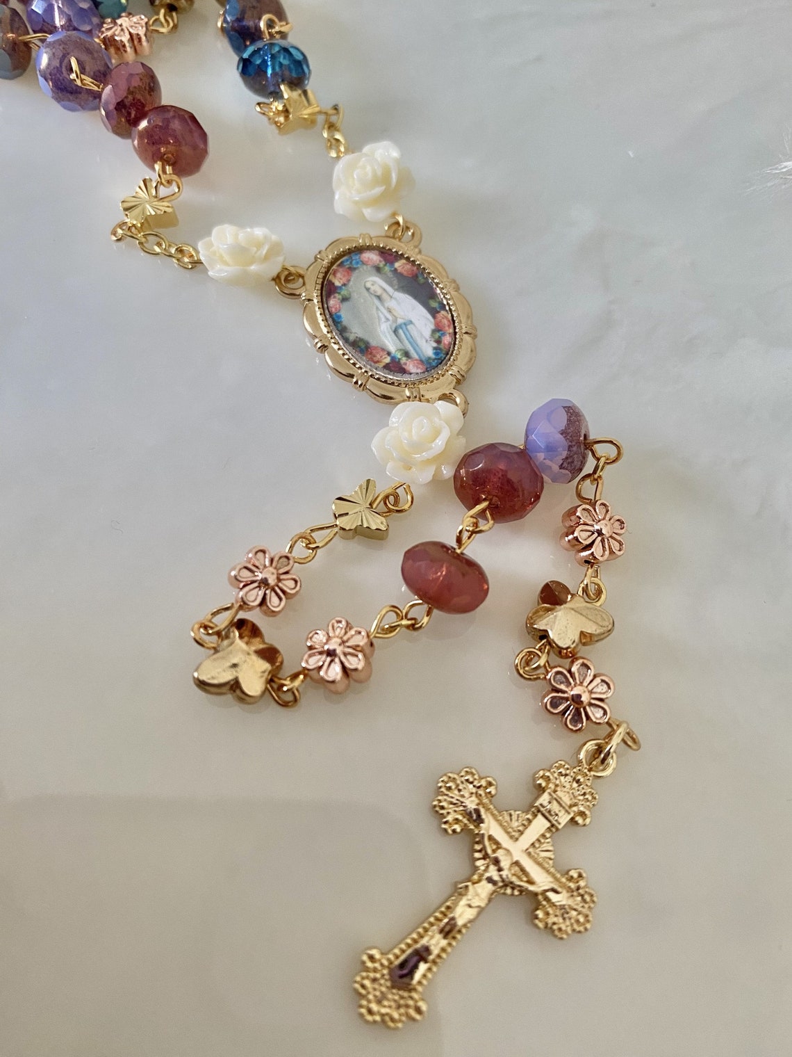 Catholic Rosary Multi-colour Beads Gold Plated Premium Quality - Etsy