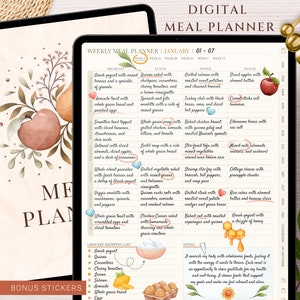 Digital Meal Planner | Weekly Meal Planner for Goodnotes, Notability ...