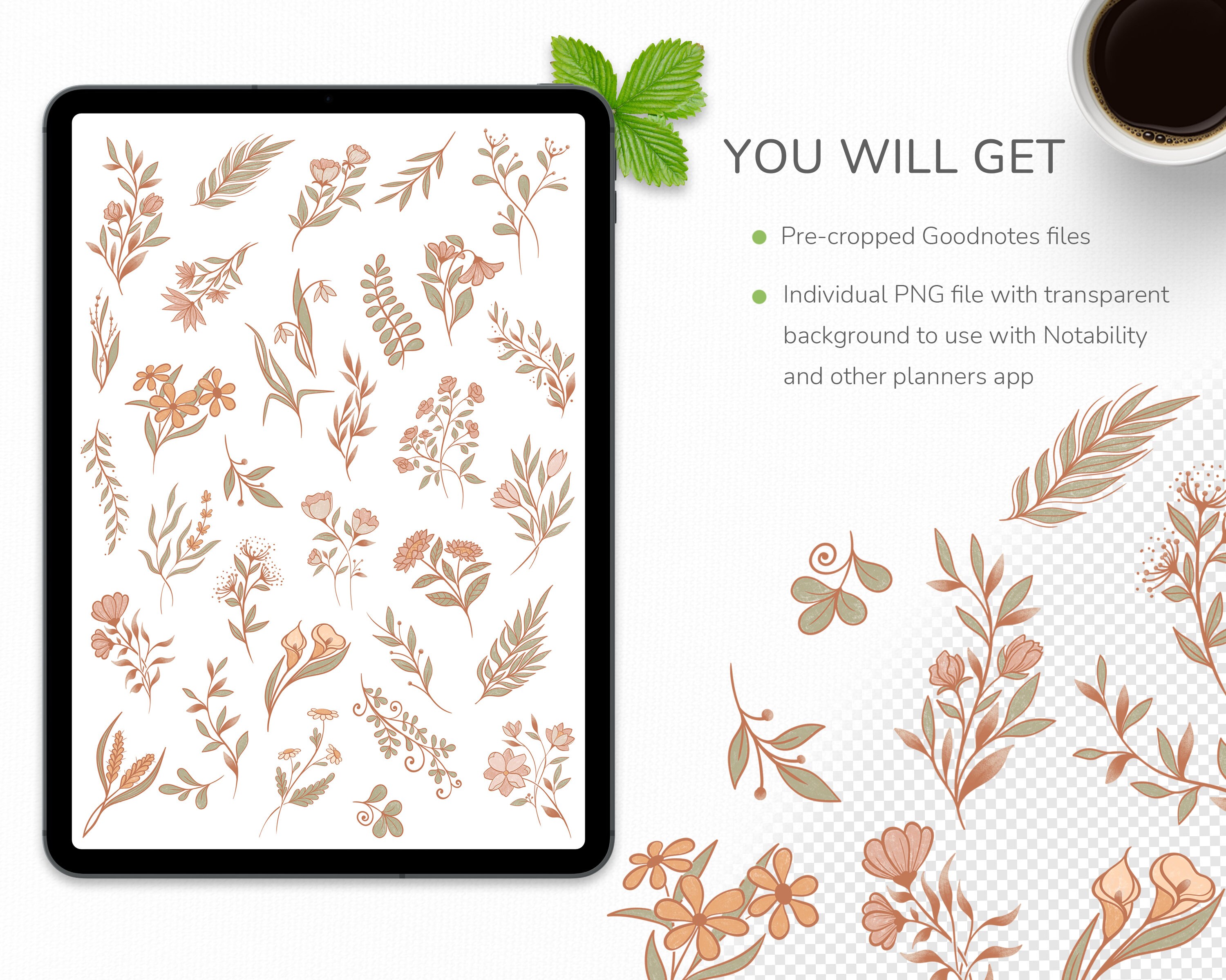 Boho Floral Goodnotes Stickers Cute Boho Digital Planner Stickers Pre ...