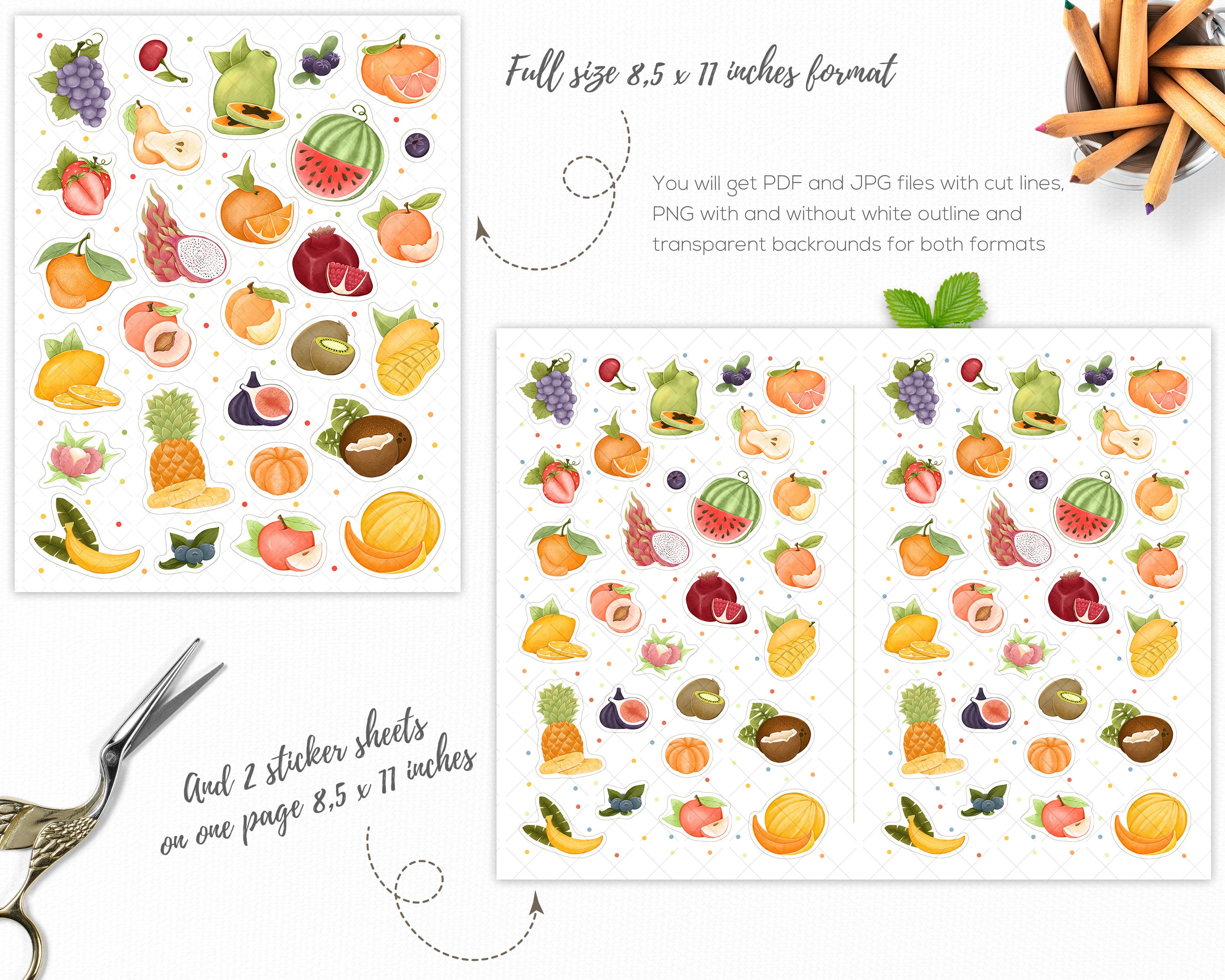 Exotic Fruit Sticker Sheet Printable Healthy Food Planner - Etsy