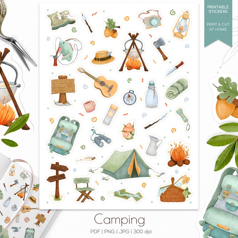 Camp Stickers - Etsy