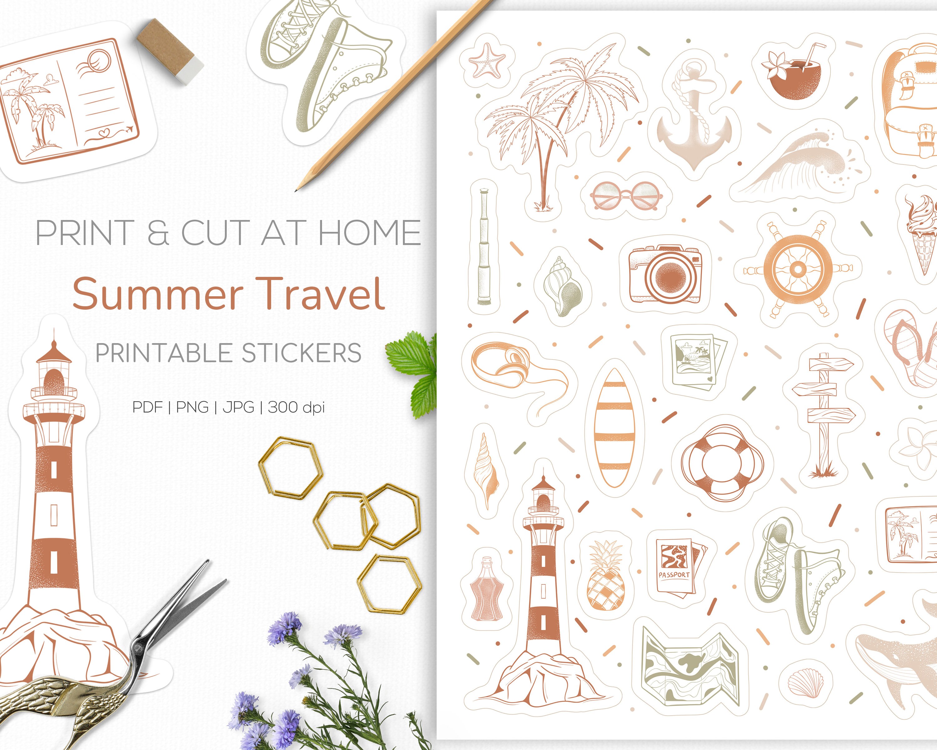 Travel Sticker Sheet Summer Travel Planner Stickers Bullet - Etsy