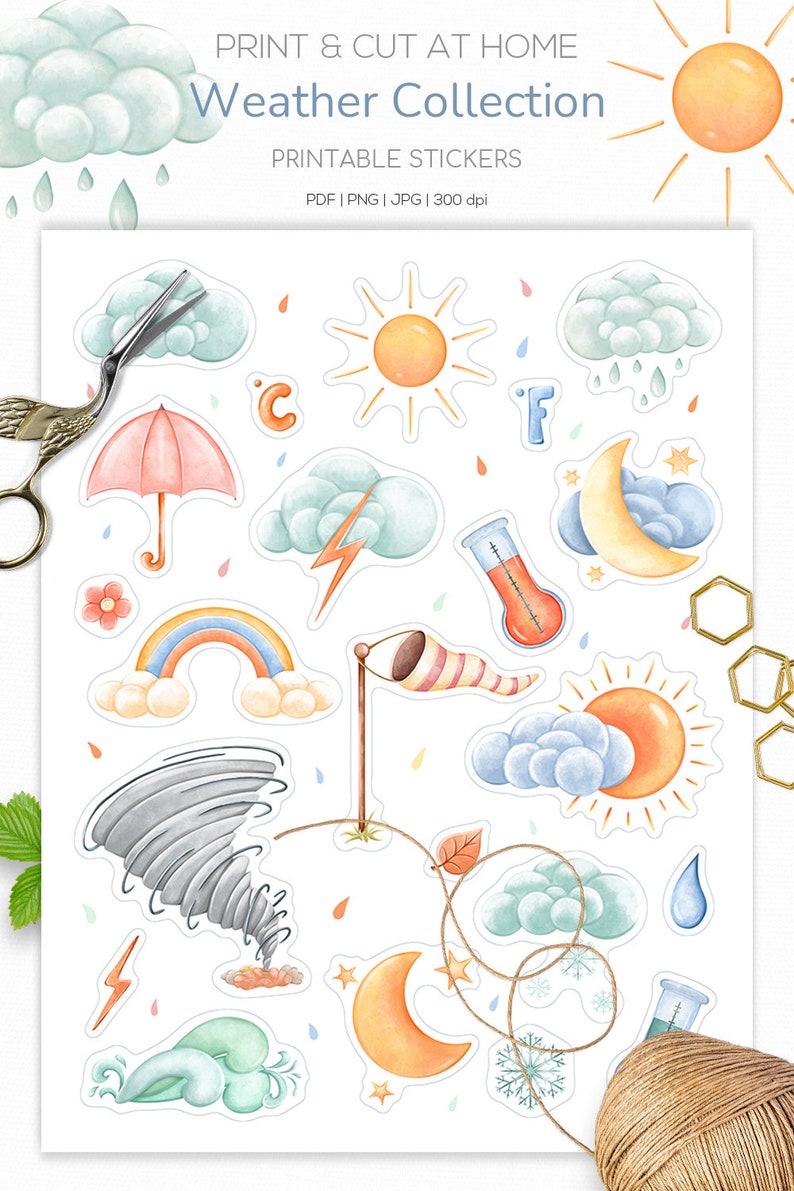 Weather Sticker Sheet Weather Planner Stickers Bullet - Etsy
