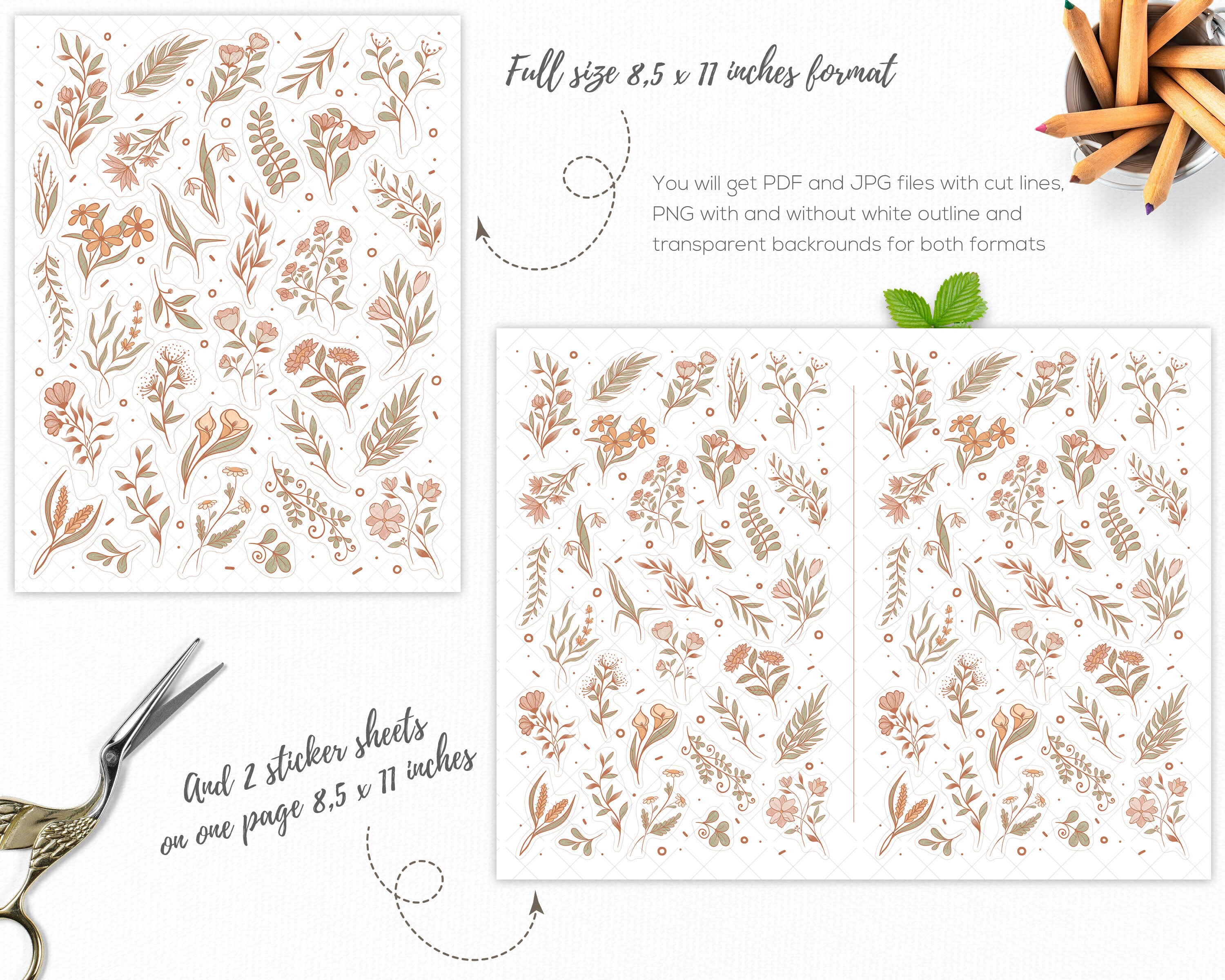 Boho Flowers Sticker Sheet Cute Floral Planner Stickers - Etsy